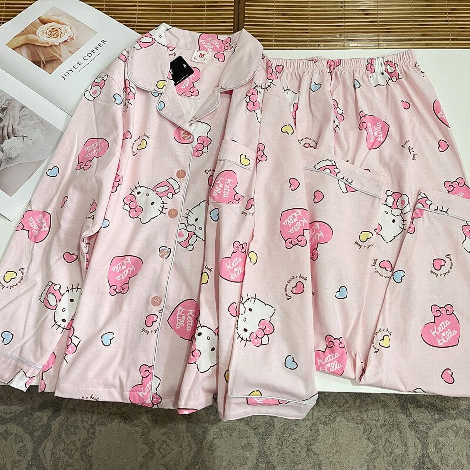 Sanrio Hello Kitty Pyjamas Female Autumn Long Sleeved Cardigan Cartoon ...
