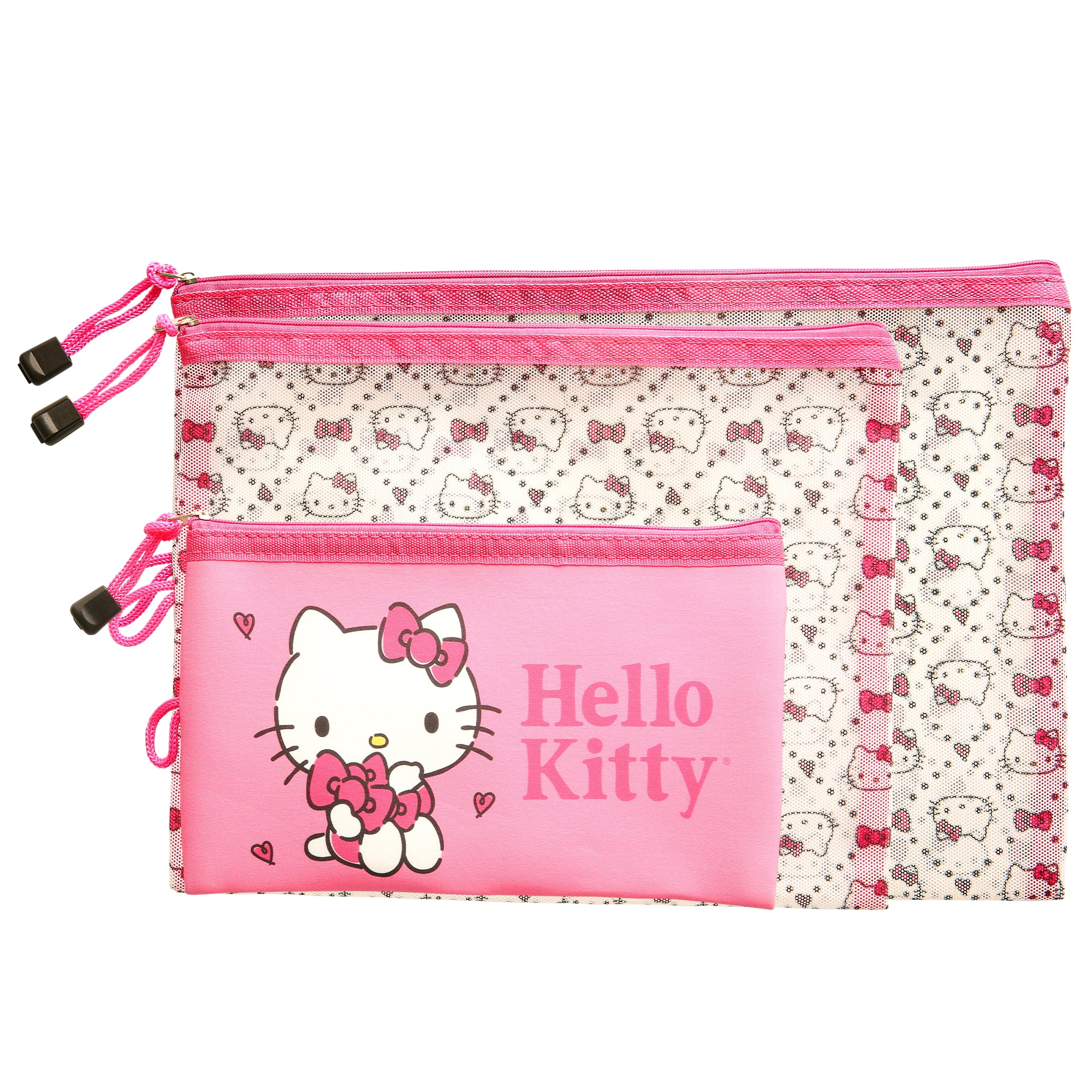 Sanrio Hello Kitty Quilt Pattern 3 Pack Travel Pouch Set - Walmart.com