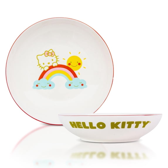 Sanrio Hello Kitty Rainbow 9-Inch Ceramic Dinner Bowl, Dishwasher and ...