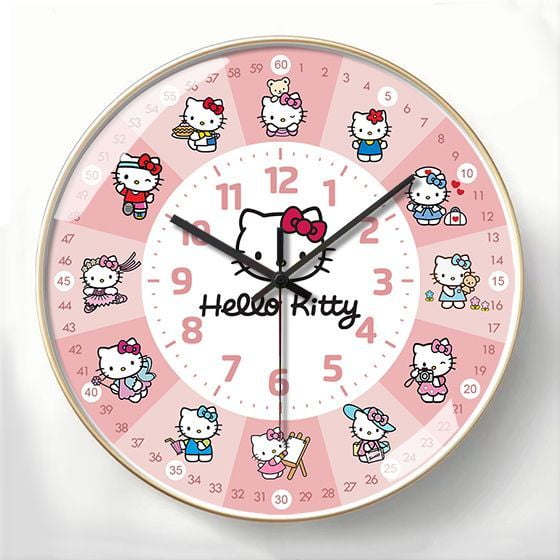 Sanrio Hello Kitty Room Wall Clock Cute Creative Living Room Decoration ...
