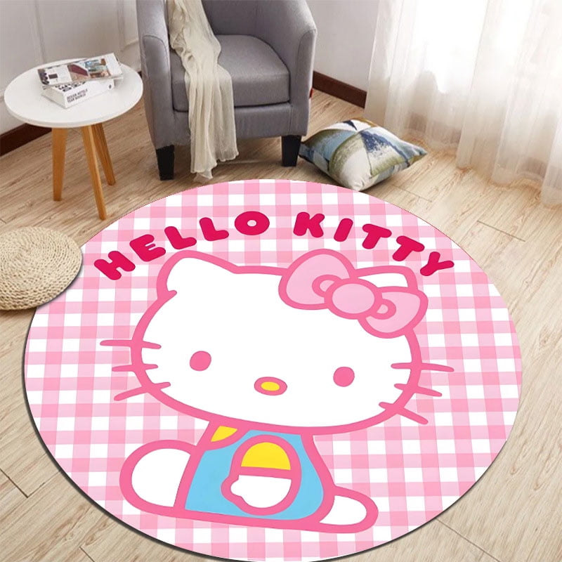 Sanrio Hello Kitty Round Rugs for Bedroom Area Floor Mats for Kids Room ...