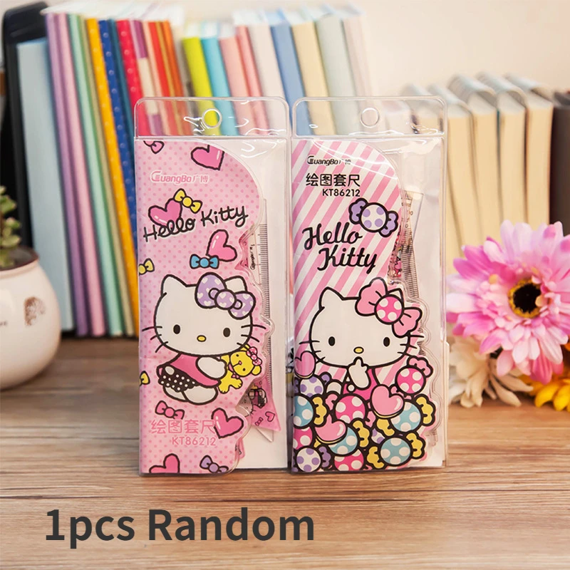 Sanrio Hello Kitty Ruler Set Cartoon Kids Straight Ruler Triangle Plate ...
