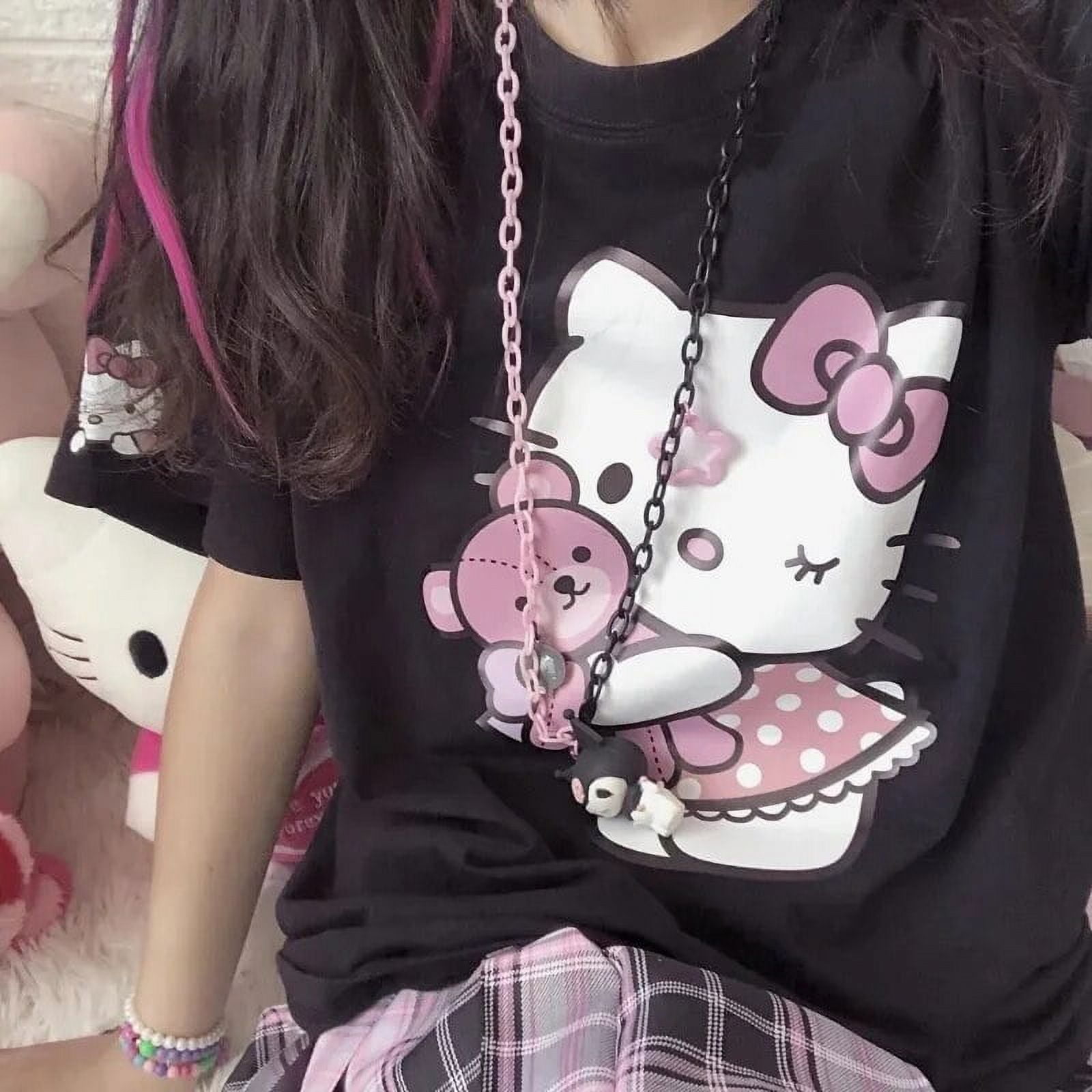 Sanrio Hello Kitty Shirt Y2k Cotton Goth Girl Man Short Sleeve Tee ...