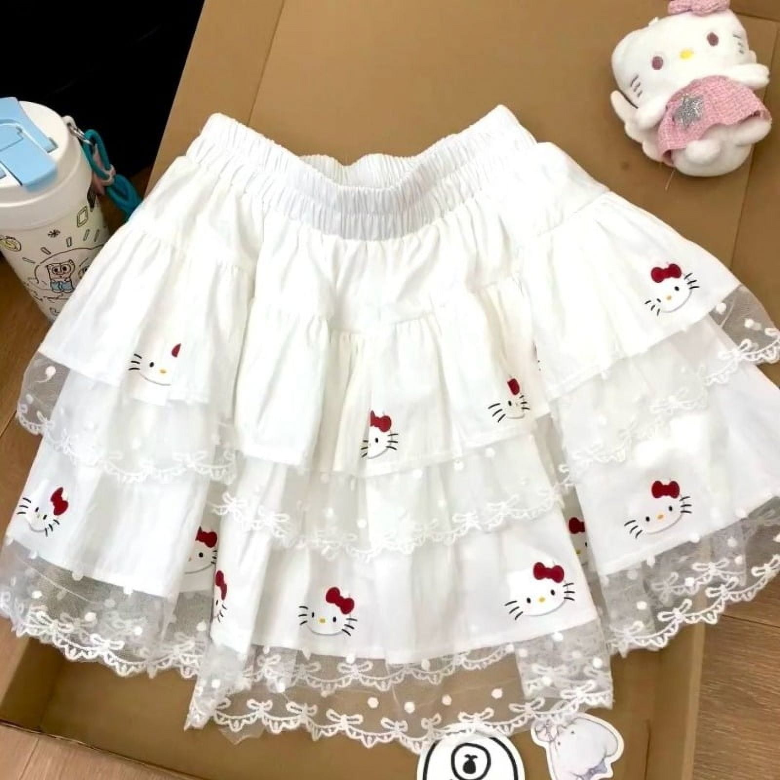 Sanrio Hello Kitty Short Skirt Kawaii Cartoon Anime Embroidery Printed ...