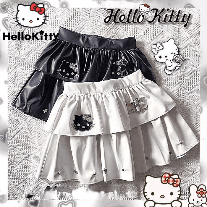 Sanrio Hello Kitty Skirts Star Y2k Cute Short Skirt Woman Clothes Black ...