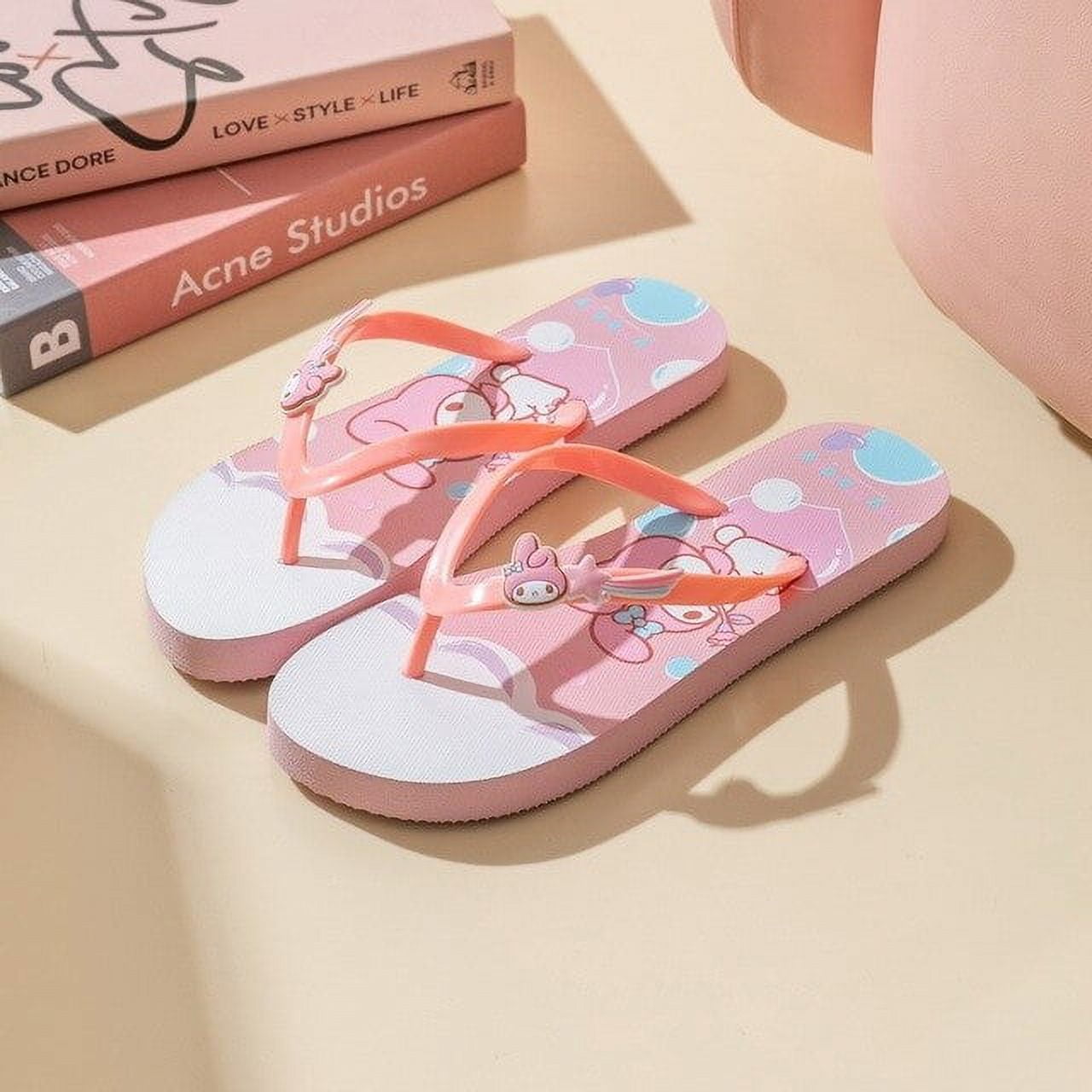Sanrio Hello Kitty Slippers Cartoon Anime Flip Flops Girl Outside Beach ...