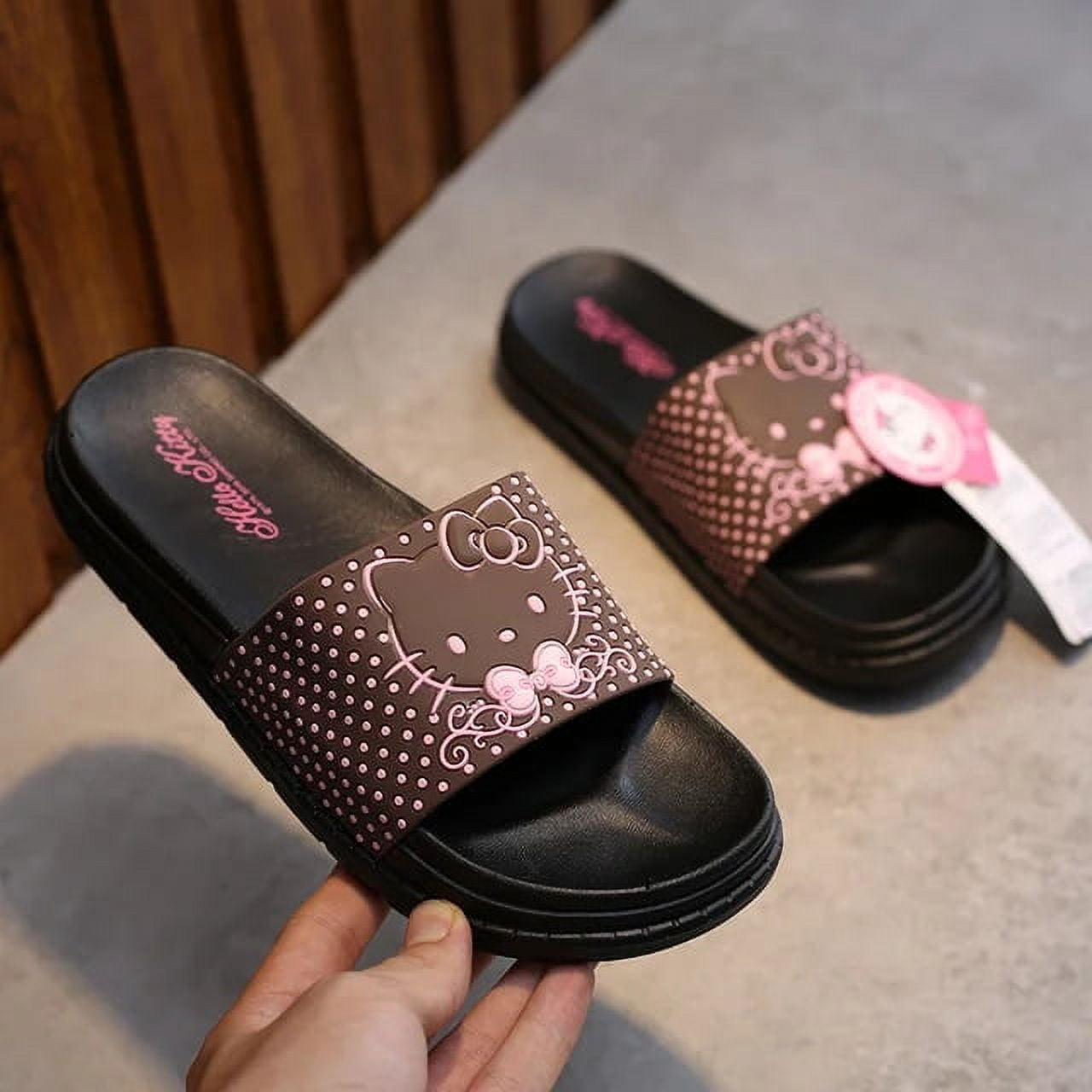 Sanrio Hello Kitty Slippers Shoes Summer Women Cute KT Cat Fashion Y2k Girls Flat Slides Flip ...