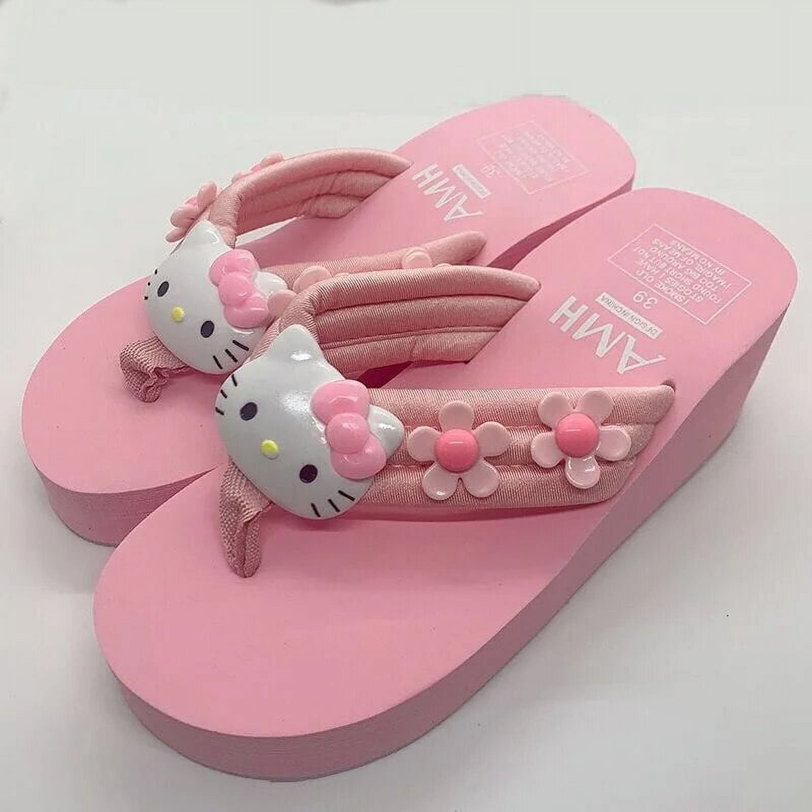 Sanrio Hello Kitty Slippers Y2k Kawaii Cartoon Sandals Women Wedge Flip ...