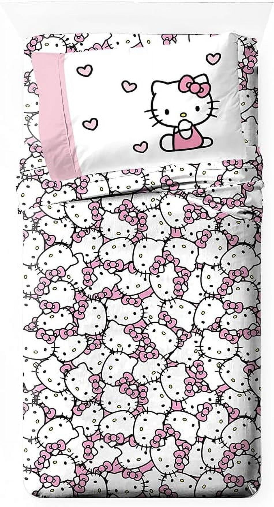 Sanrio Hello Kitty Stripes & Hearts 3 Piece Twin Size Sheet Set ...