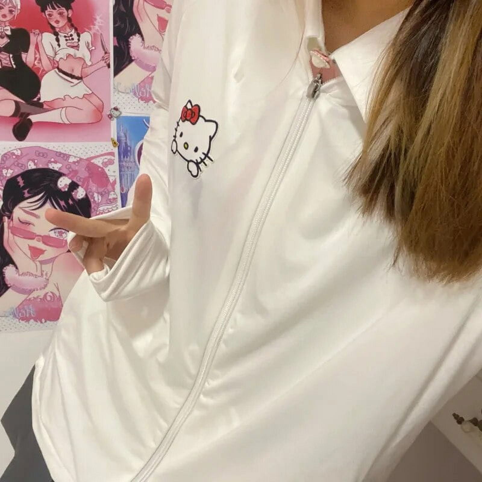 Sanrio Hello Kitty Sunscreen Coat Ice Silk UV Coat Women Kawaii Kuromi ...