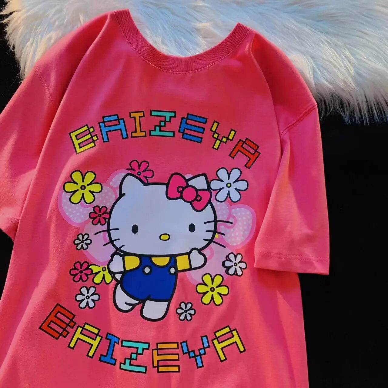 Sanrio Hello Kitty T-Shirts Girl Cute Y2k Cartoon Crop Top Women Slim ...