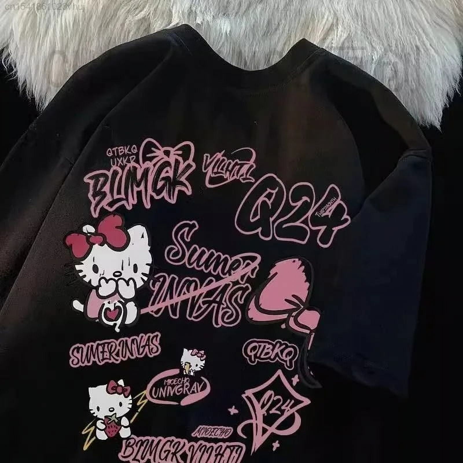 Sanrio Hello Kitty T-shirt Cotton Summer 2024 New Print For Youthful ...