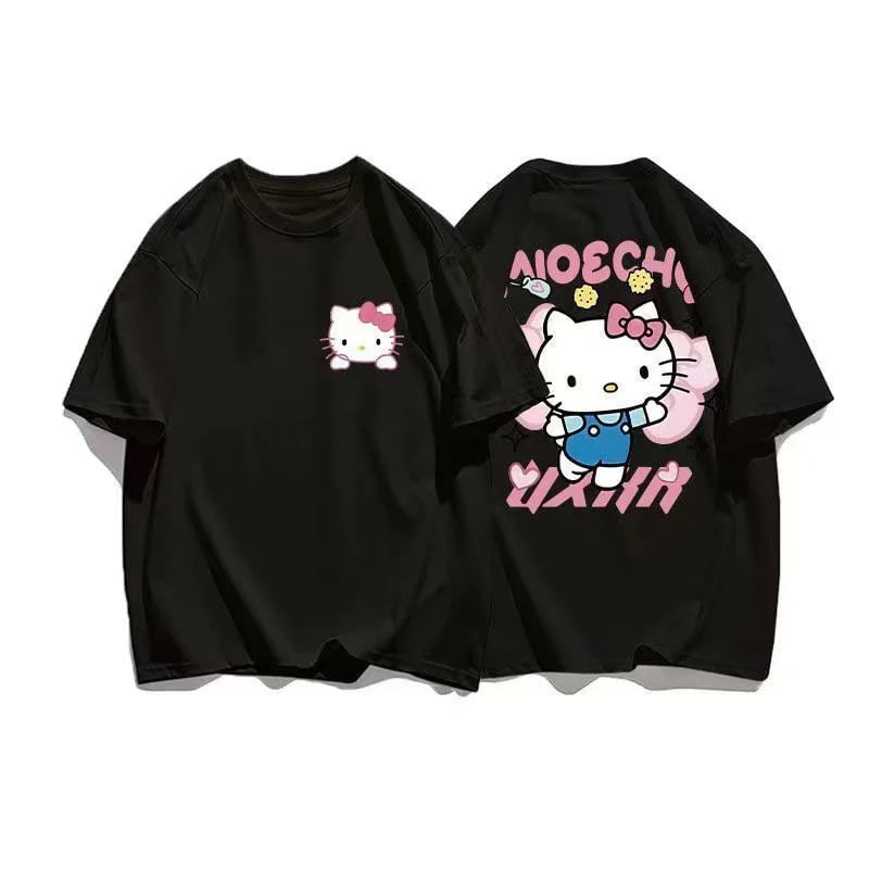 Sanrio Hello Kitty T-shirt Cotton Summer 2024 New Print For Youthful ...