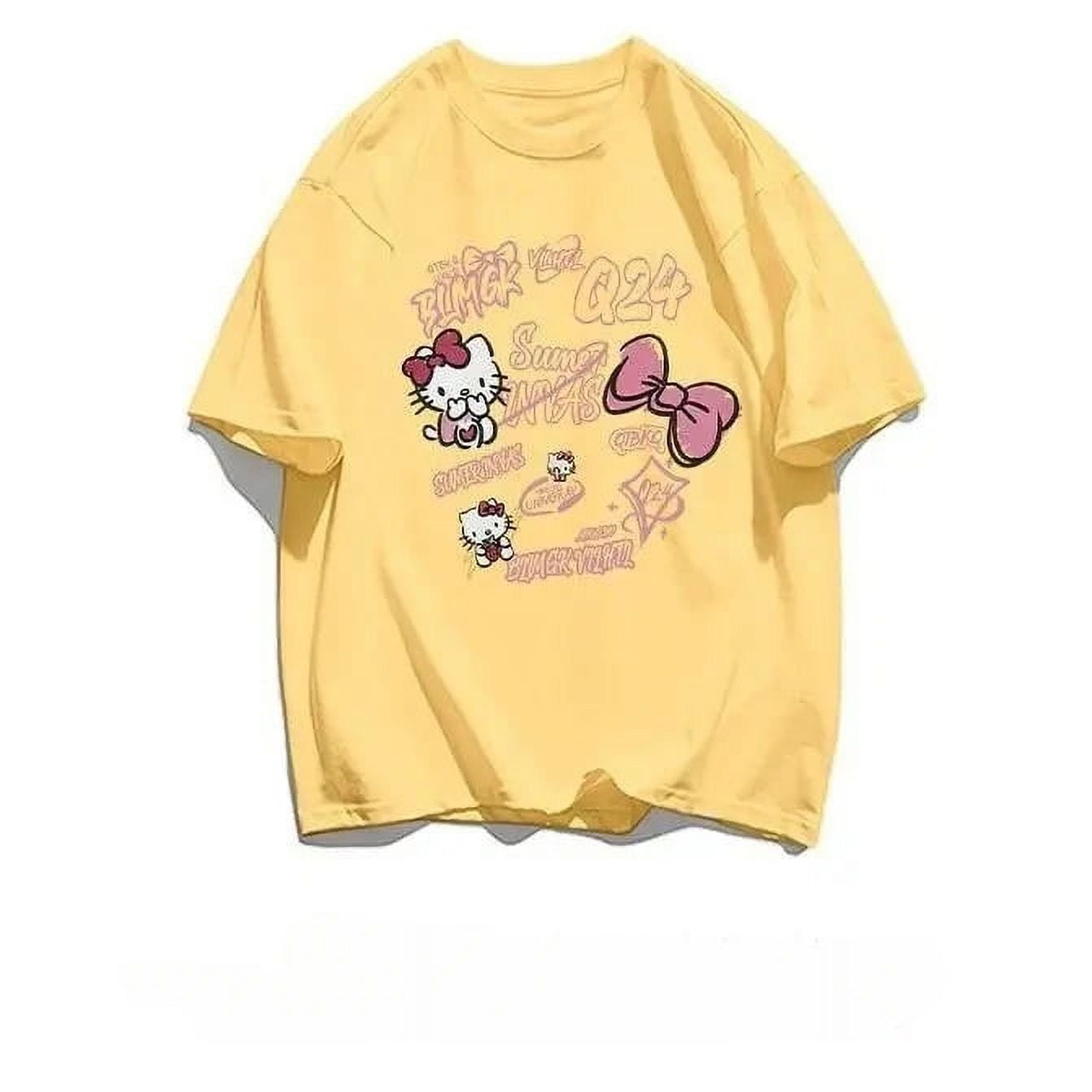 Sanrio Hello Kitty T-shirt Cotton Summer 2024 New Print For Youthful ...