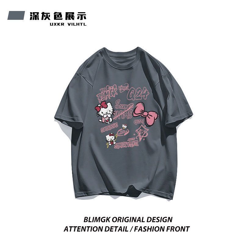 Sanrio Hello Kitty T-shirt Women's Clothing Youth Cotton Print 90s Hip ...