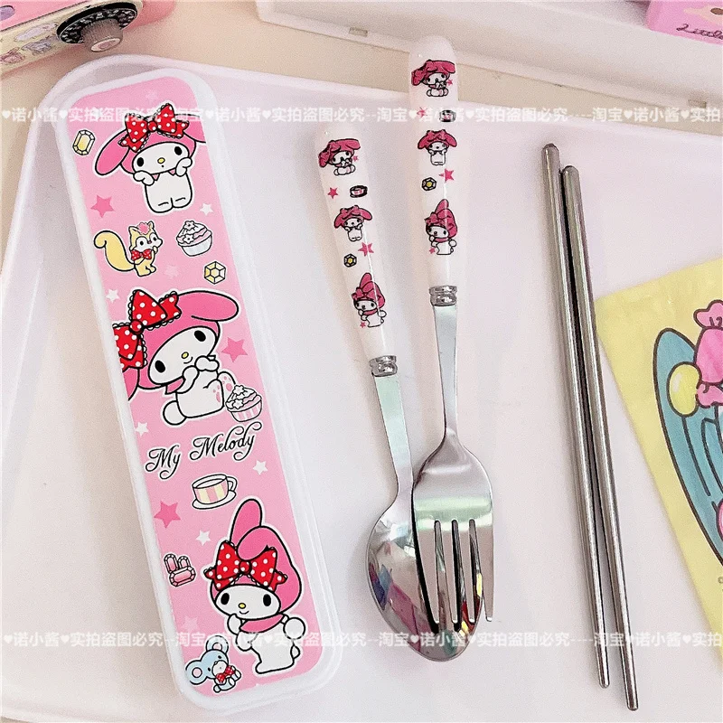 Sanrio Hello Kitty Tableware Anime Kuromi My Melody Stainless Steel ...