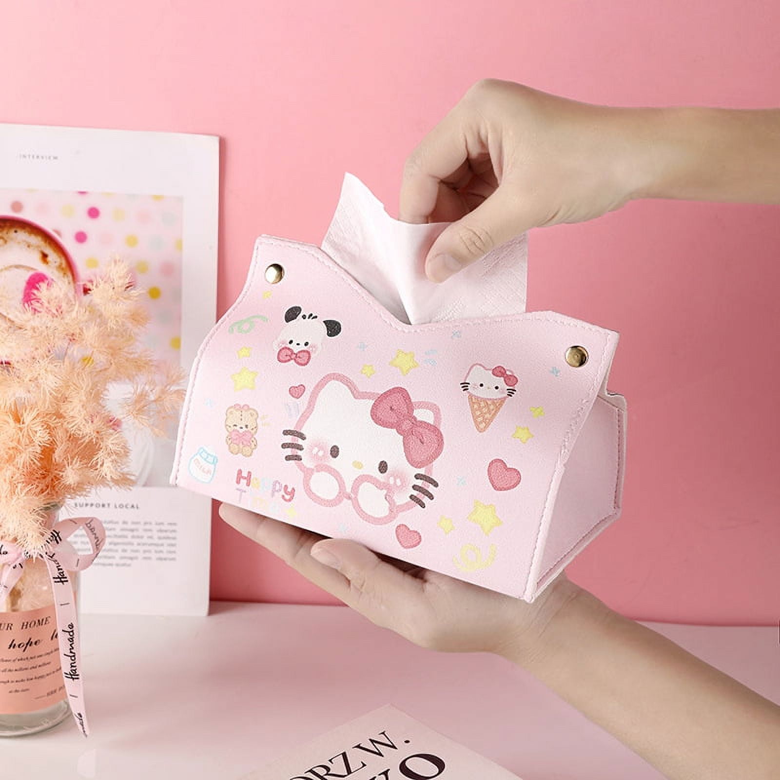 Sanrio Hello Kitty Tissue Box Cartoon Room Dining Room Tissue Box Cute ...