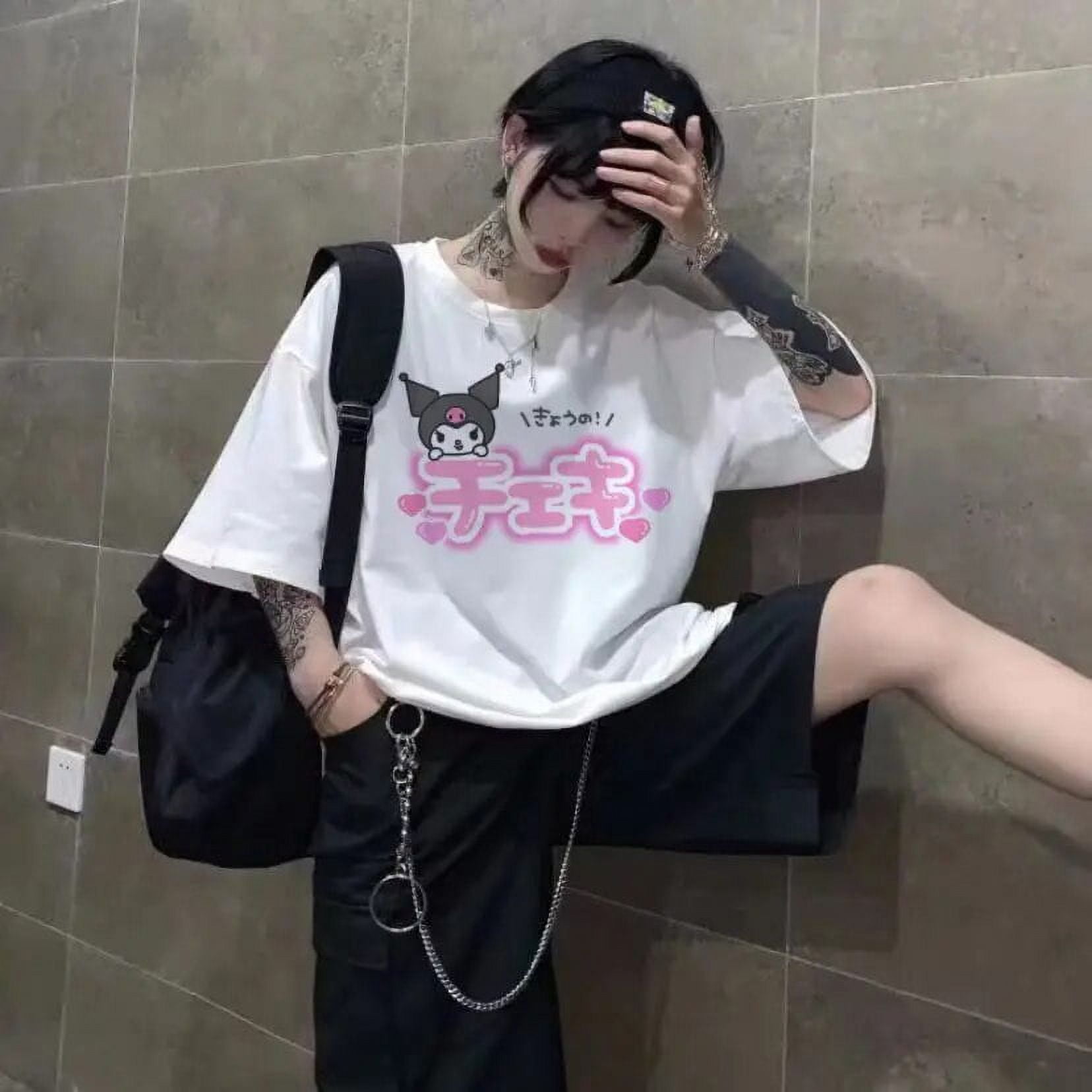 Sanrio Hello Kitty Tops Streetwear Loose Blouse Harajuku Hip Hop Dark ...