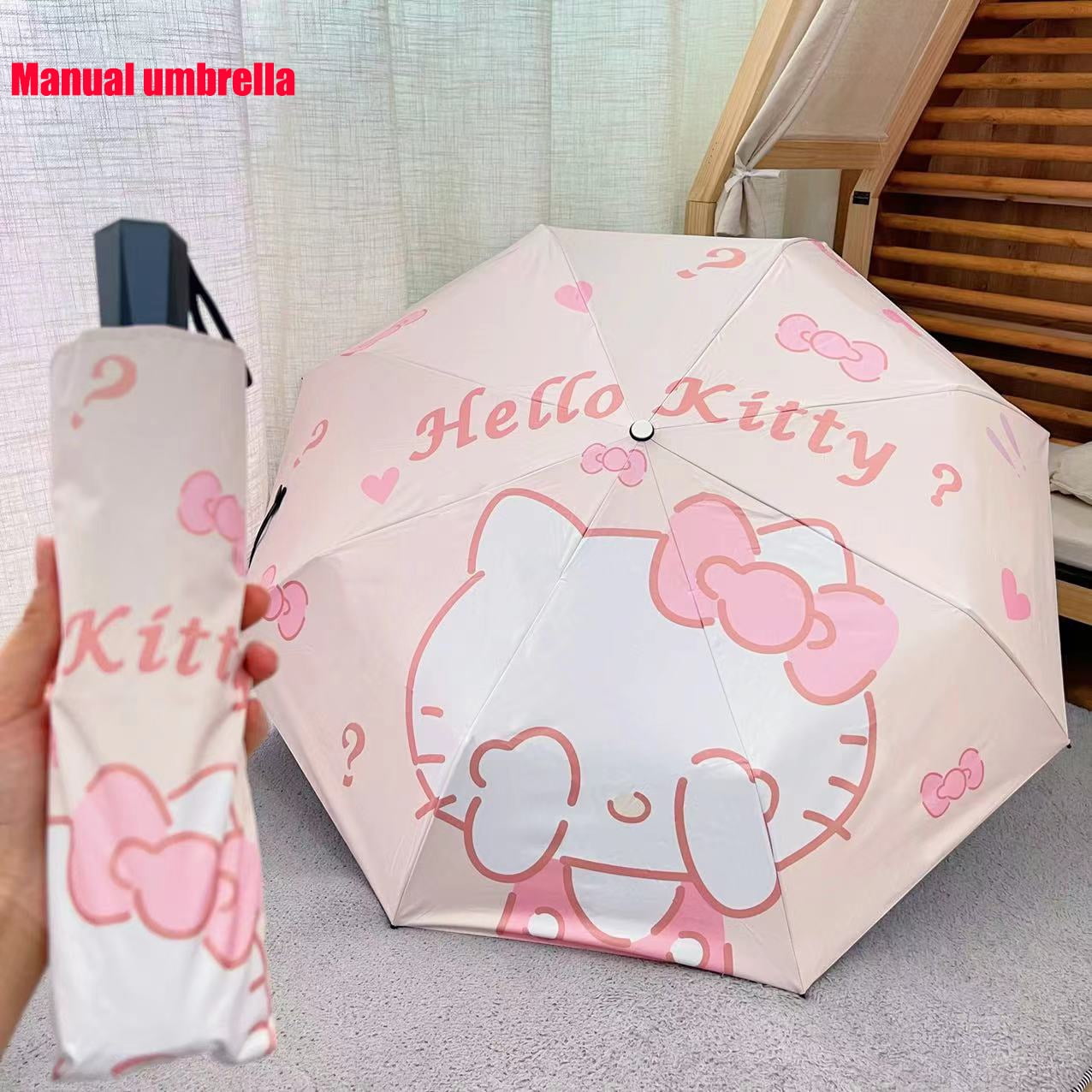 Sanrio Hello Kitty Umbrella Kawaii Sunscreen Uv Protection Sunny and ...