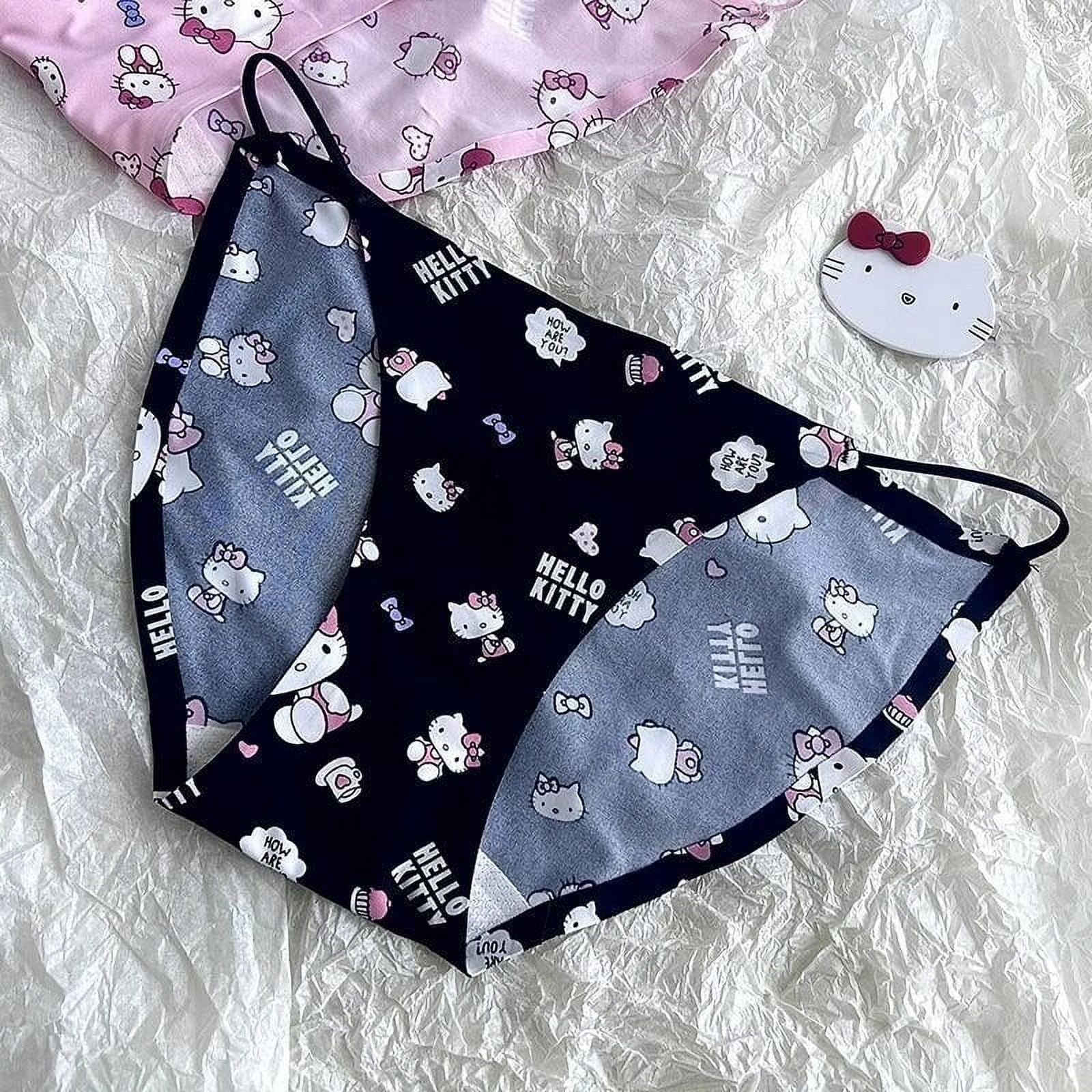 Sanrio Hello Kitty Underwear Women Sweet Sexy Thin Panties Hollow Out Design Soft Silky Briefs