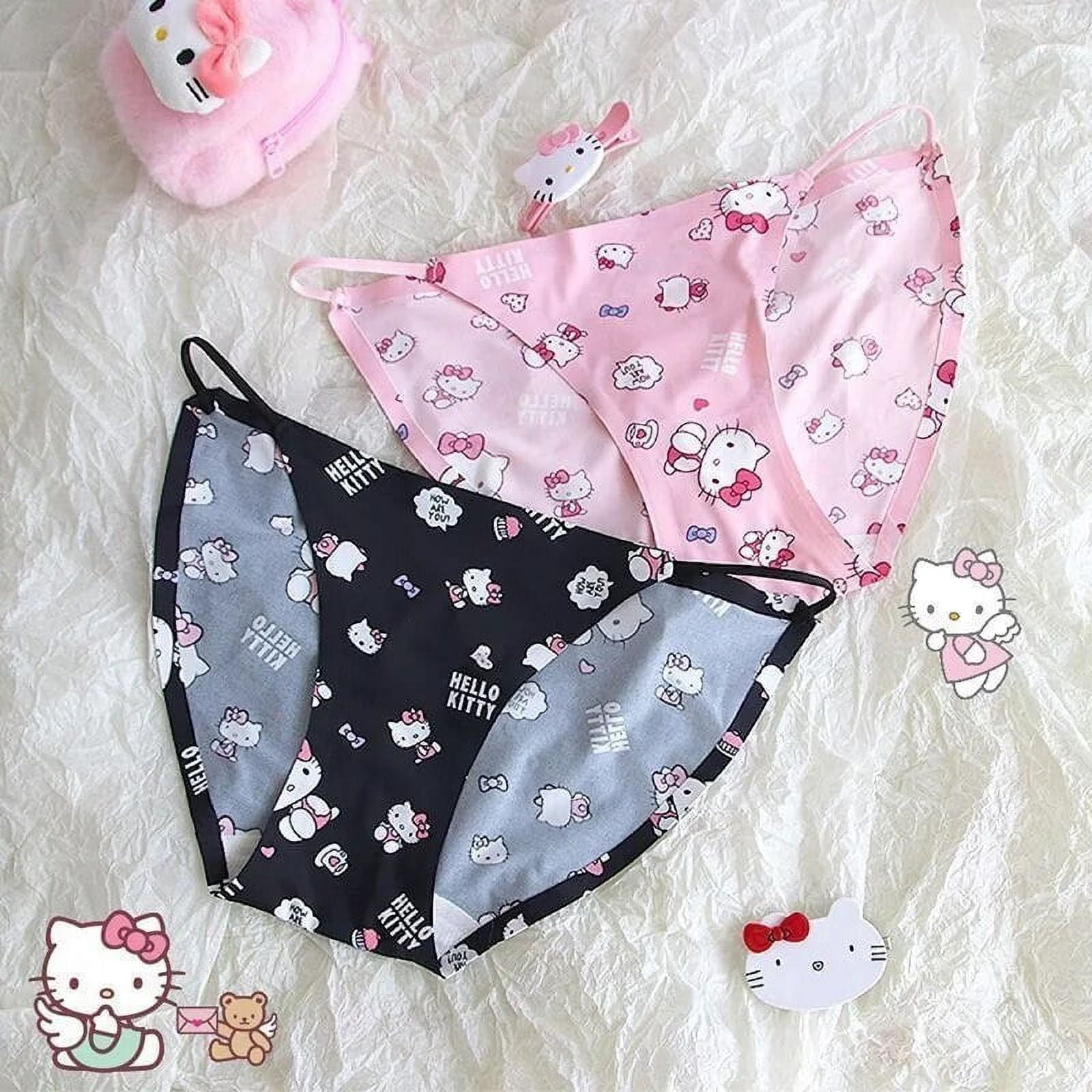 Sanrio Hello Kitty Underwear Women Sweet Sexy Thin Panties Hollow Out Design Soft Silky Briefs