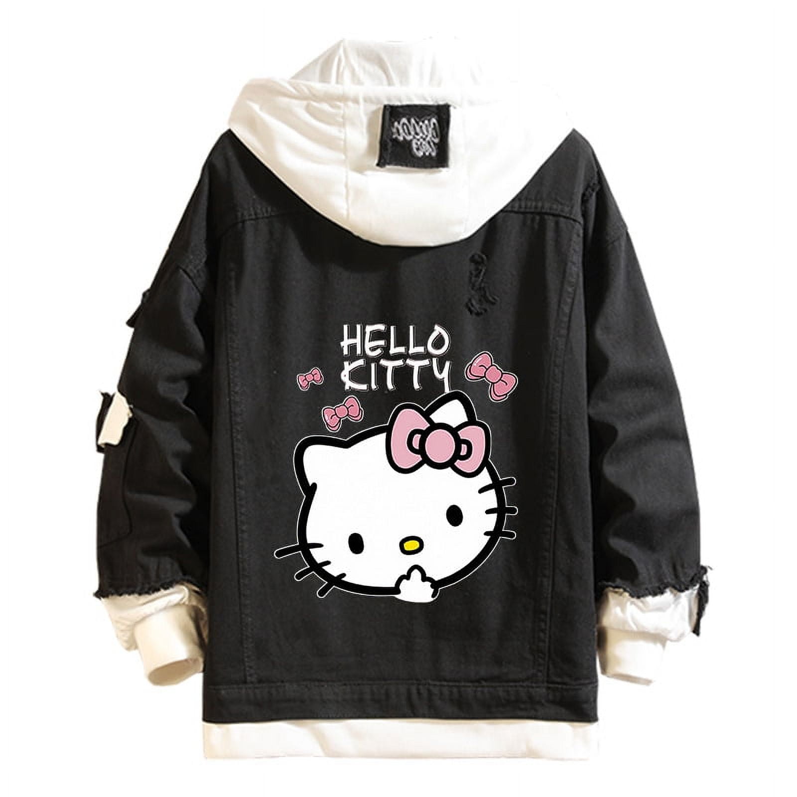 Sanrio Hello Kitty Unisex Cowboy Jacket Hoodie Spring and Autumn Sweet ...