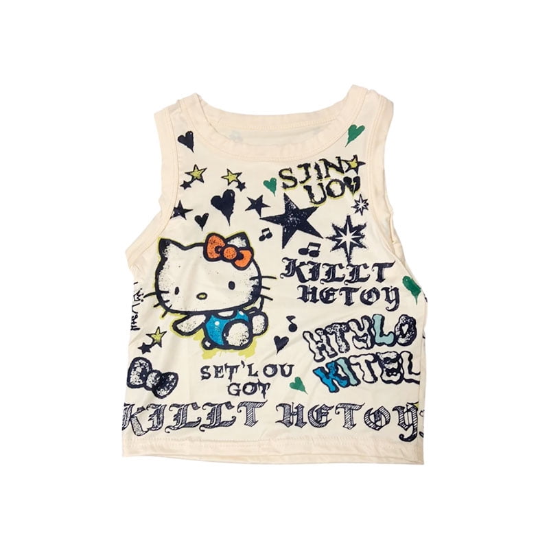 Sanrio Hello Kitty Vest Hot Vest Top Anime Retro Sleeveless Top Summer ...