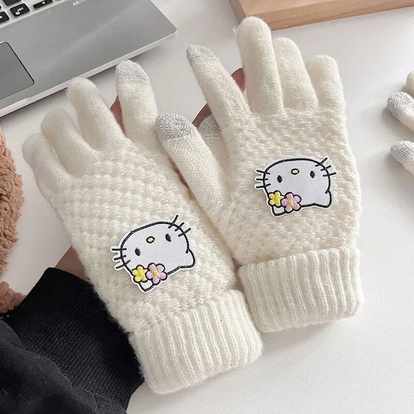 Sanrio Hello Kitty Winter Women Gloves Touch Screen Full Finger Gloves ...