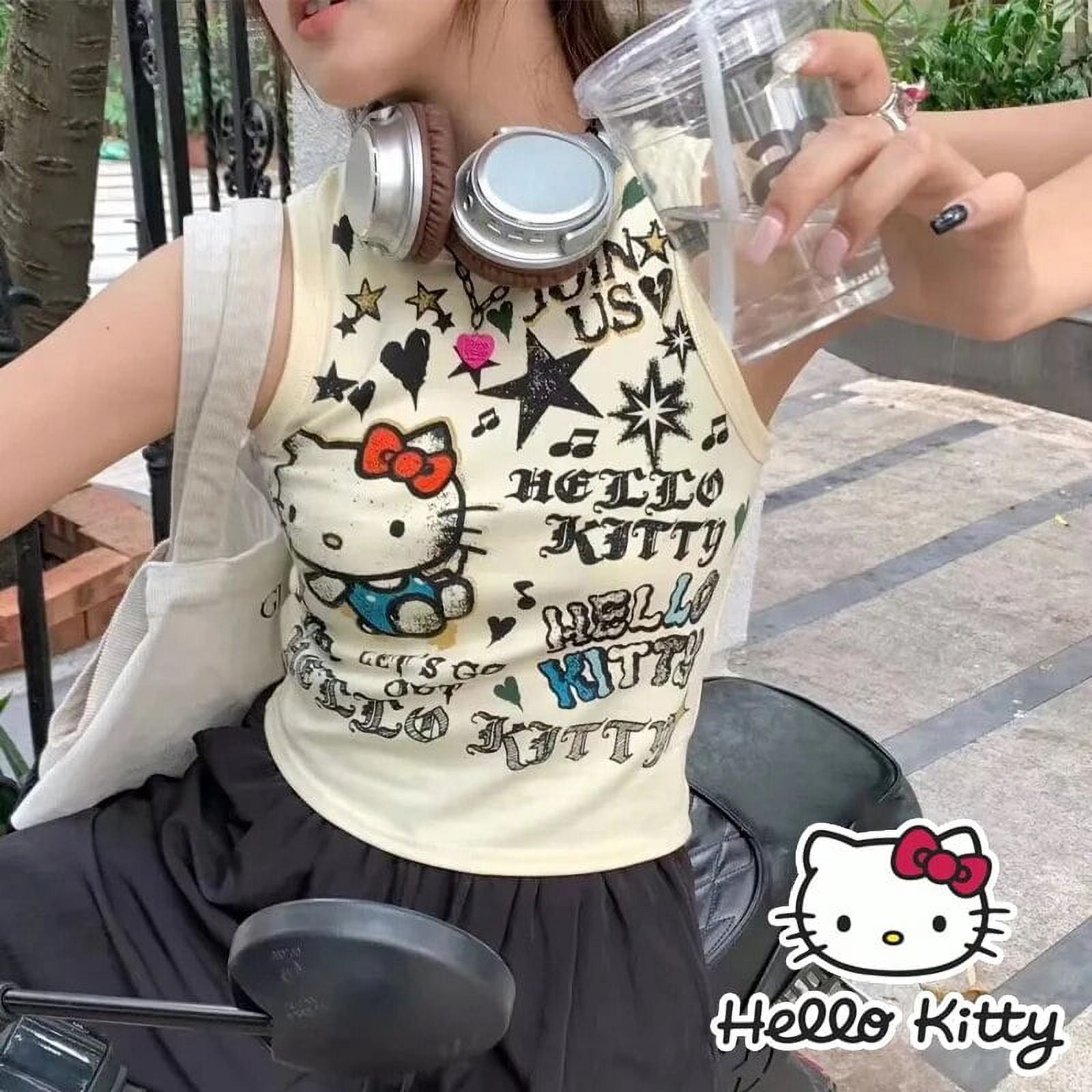 Sanrio Hello Kitty Women Camisole Y2k Sexy Summer Girl Cartoon Cute ...