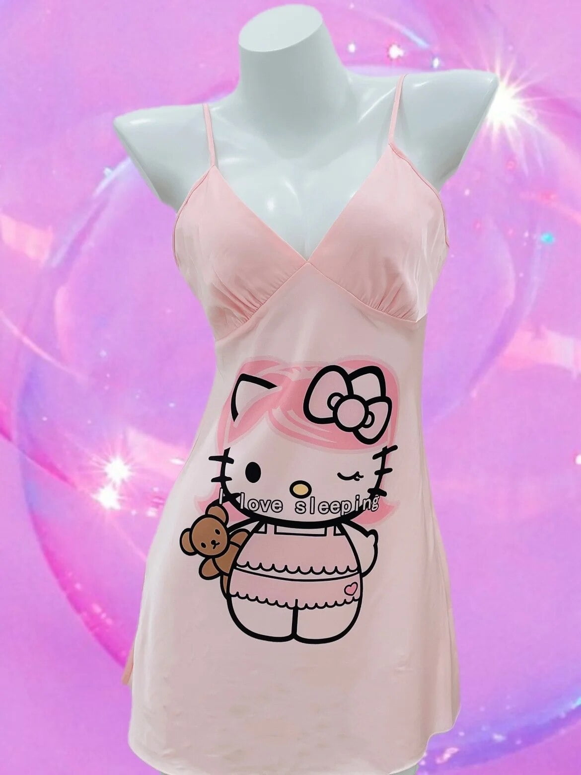 Sanrio Hello Kitty Women Summer Dresses Hotsweet Pink Suspender ...