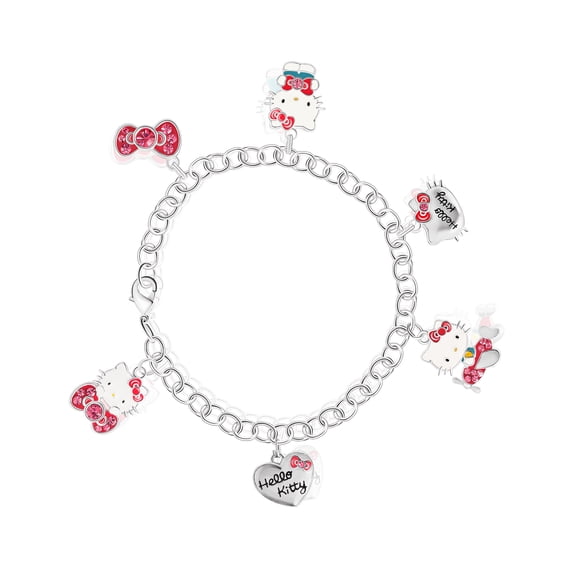 Sanrio Hello Kitty Women's Silver Plated Charm Bracelet, 8" - Walmart.com