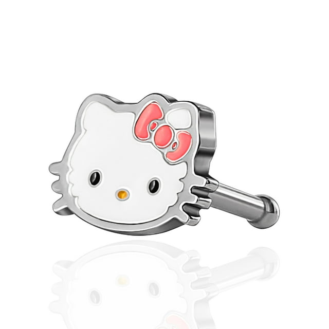 Sanrio Hello Kitty 20G Stainless Steel Nose Ring Bone Stud - Officially Licensed Women's Body ...