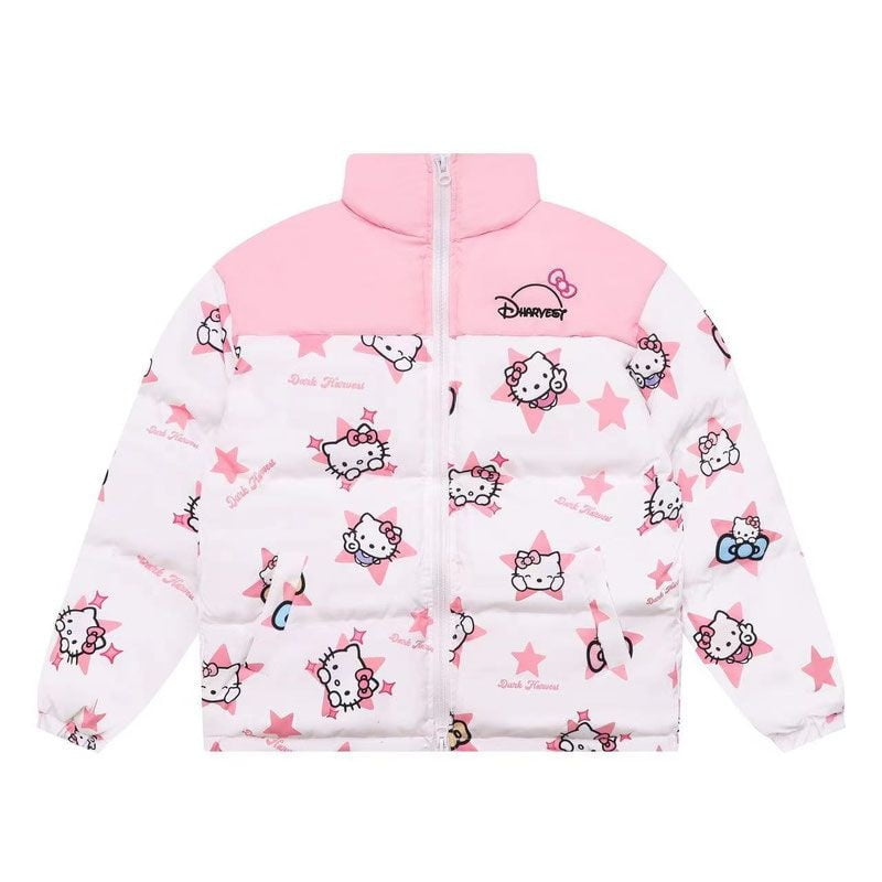 Sanrio Hello Kitty Y2k Cotton Parkas Winter Harajuku Down Jackets Chic ...