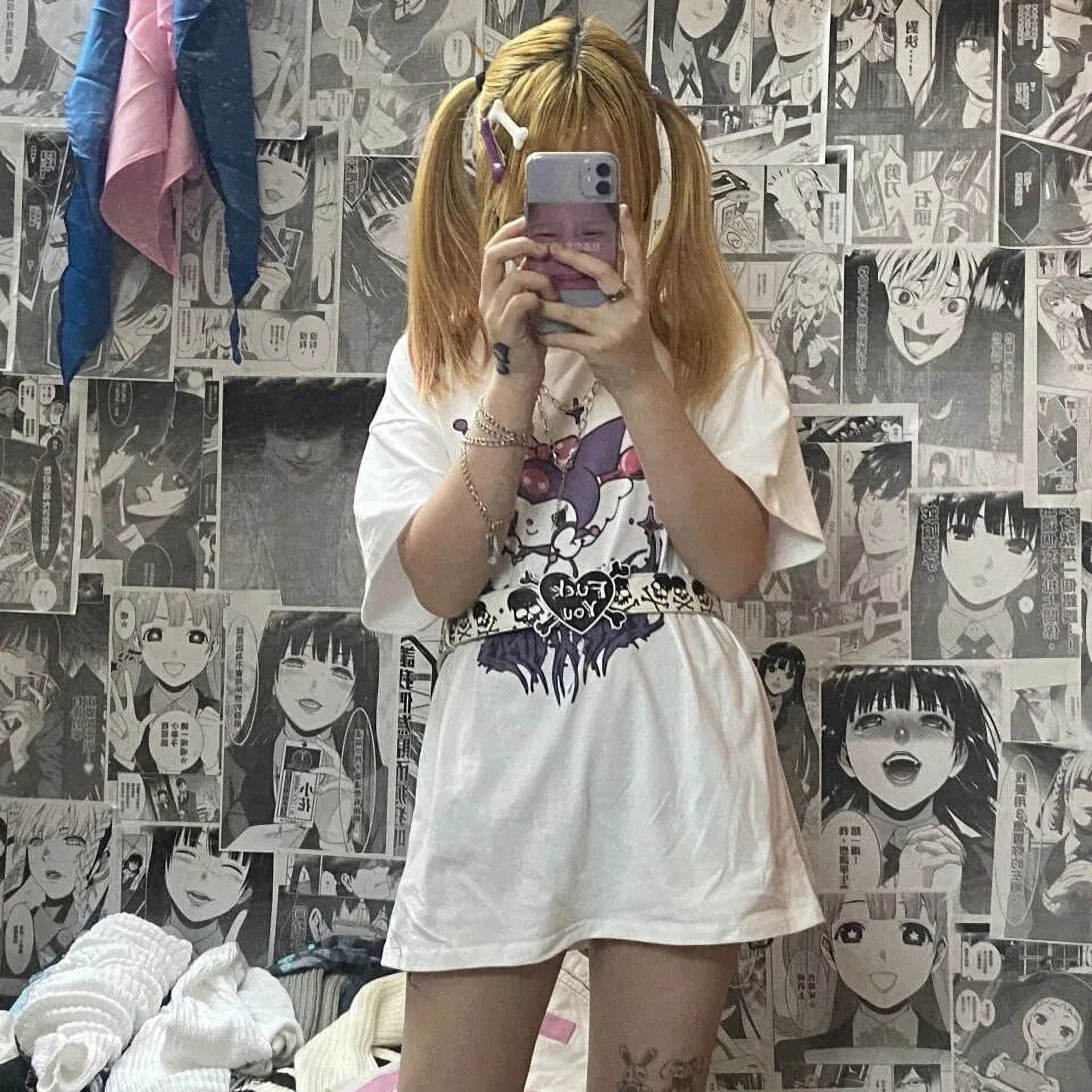 Sanrio Hello Kitty Y2k Girl Kuromi Gothic Tee Loose Tide Short Sleeve T ...