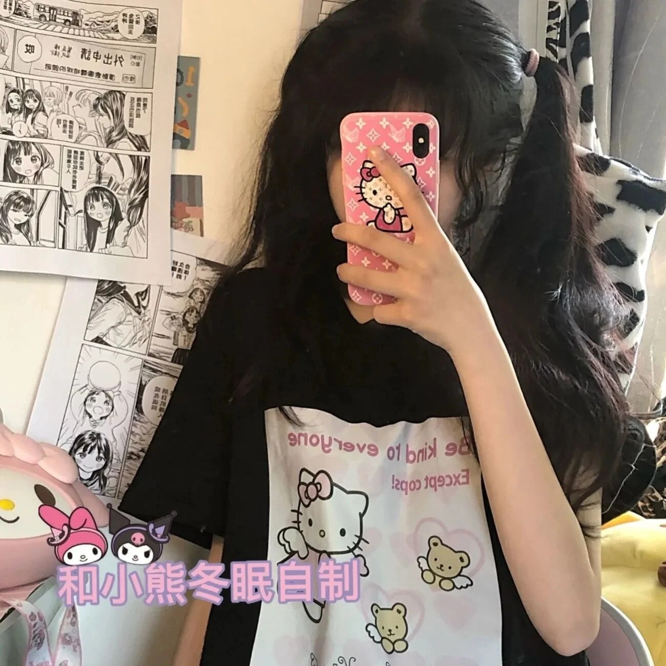 Sanrio Hello Kitty Y2k Girl Kuromi Gothic Tees Loose Tide Short Sleeve ...