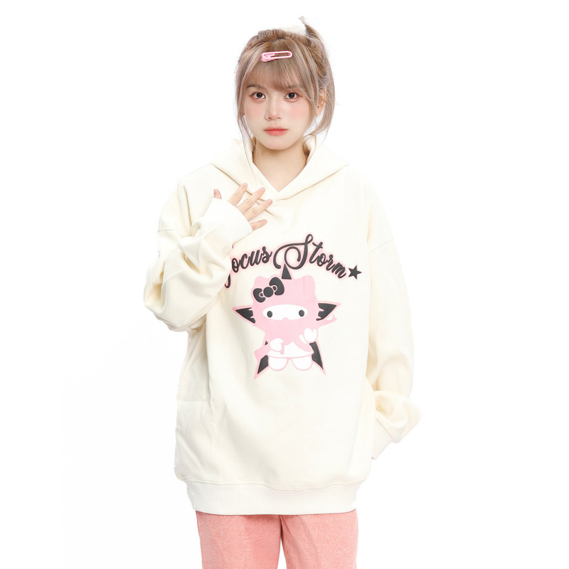 Sanrio Hello Kitty Yk2 Punk Graphic Hooded Streetwear Youngful Woman ...