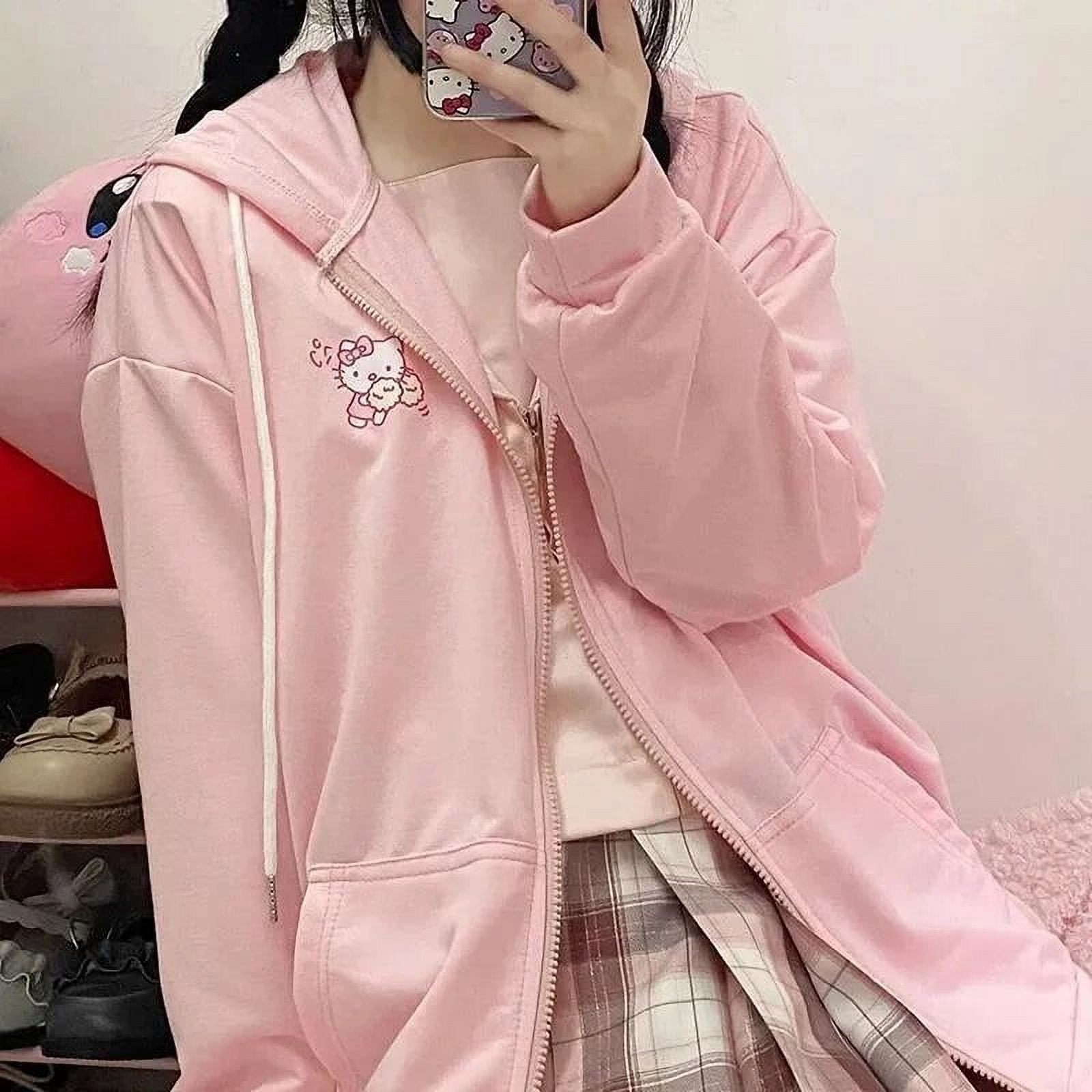 Sanrio Hello Kitty Zip Up Hoodie Y2k My Melody Kawaii Casual Clothes ...