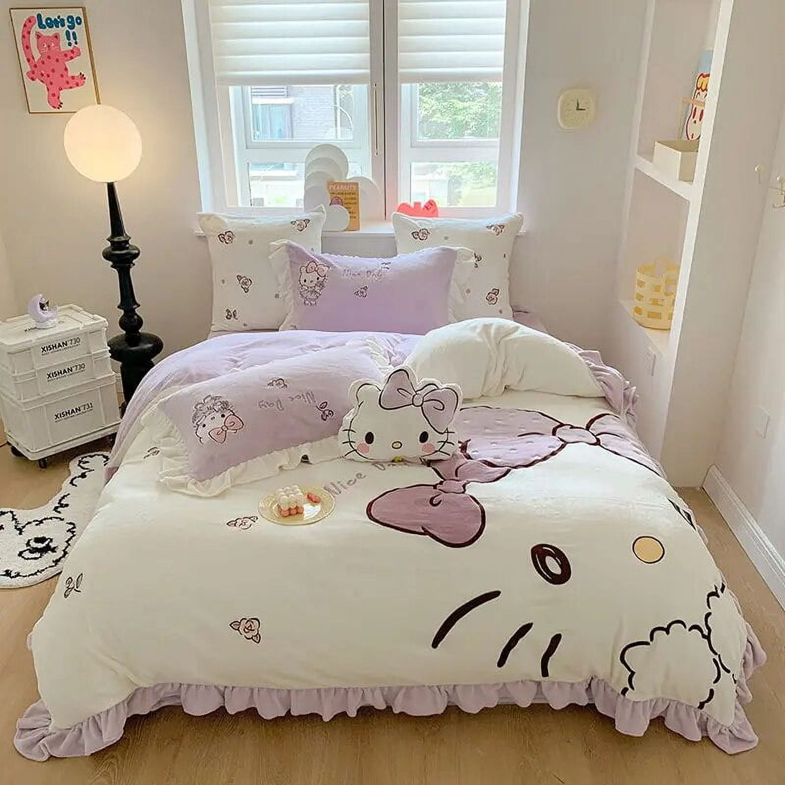 Sanrio Hello Kitty cartoon comfortable and warm four-piece set ...