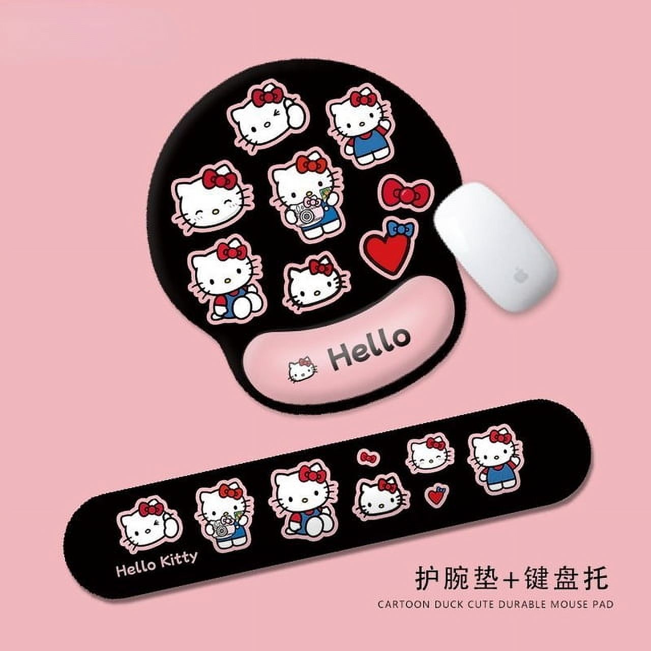 Sanrio Hello Kitty cat cute black pink sweet cool wrist mouse pad women ...