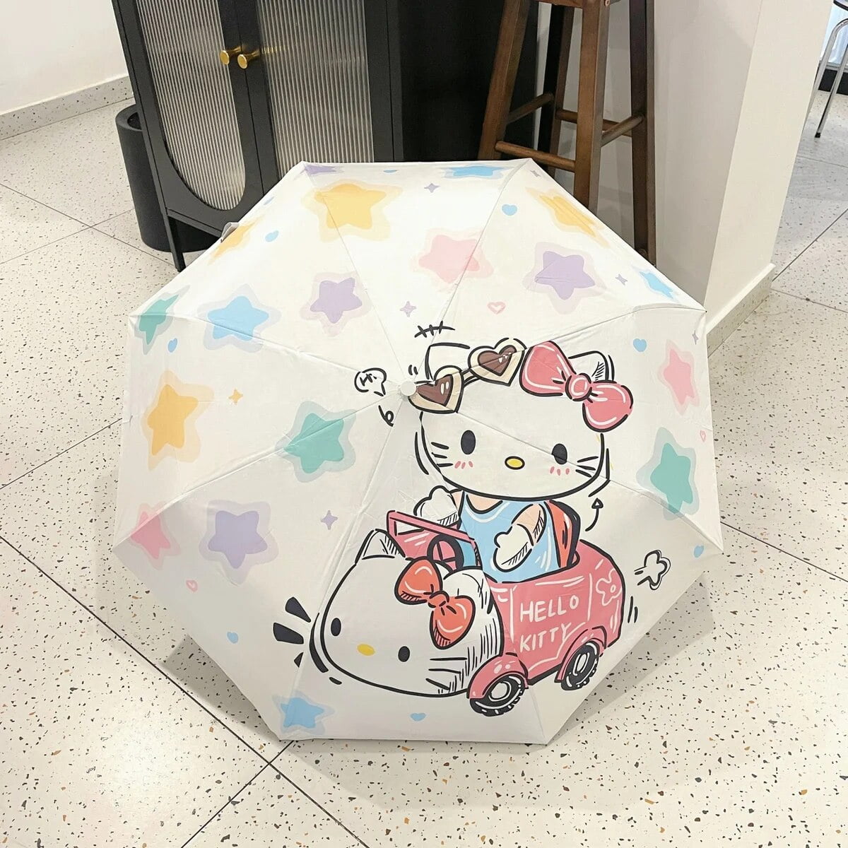 Sanrio Hello Ktty Three Folding All-weather Umbrella Student UV ...