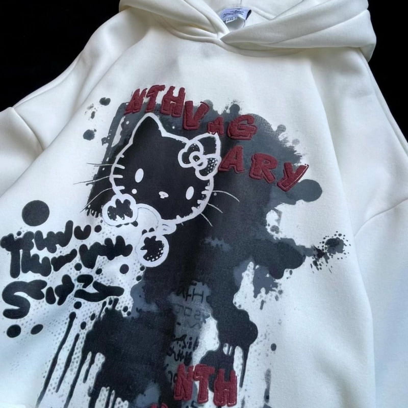 Sanrio HelloKitty Hooded Pullovers Youthful Women's Clothes Oversize ...