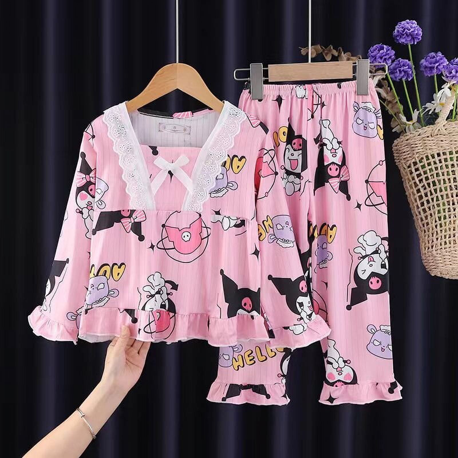 Sanrio HelloKitty MyMelody Kuromi Pajamas Kawaii Anime Autumn Children ...