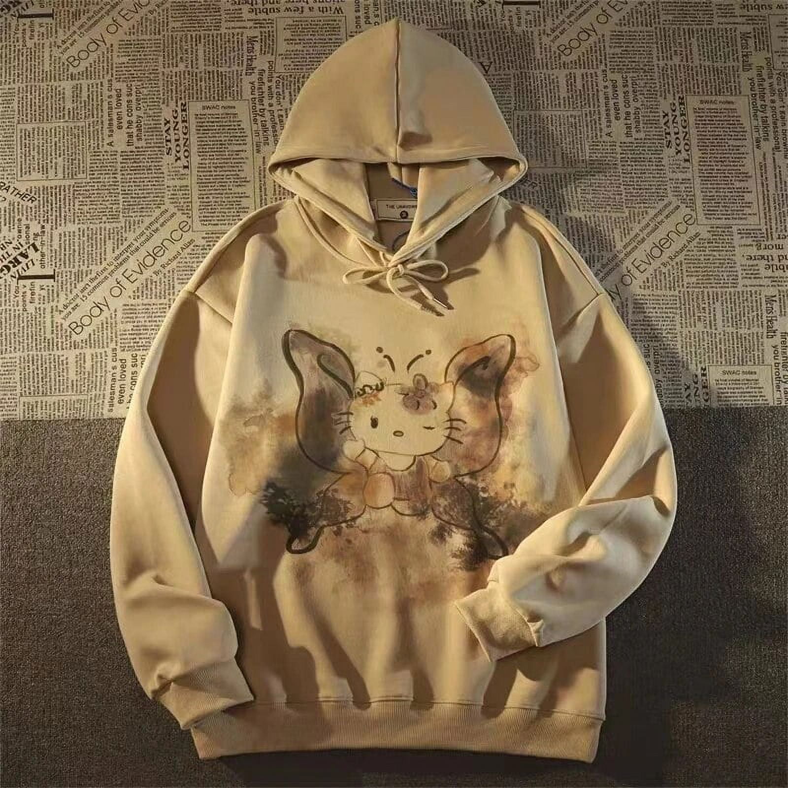 Sanrio Helo Kitty Cotton Hooded Sweater 90s Vintage Gothic Oversize ...