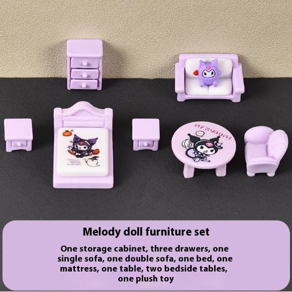 Sanrio Home Dollhouse Toys Hand Figurines My Melody Kuromi Pudding Dog ...