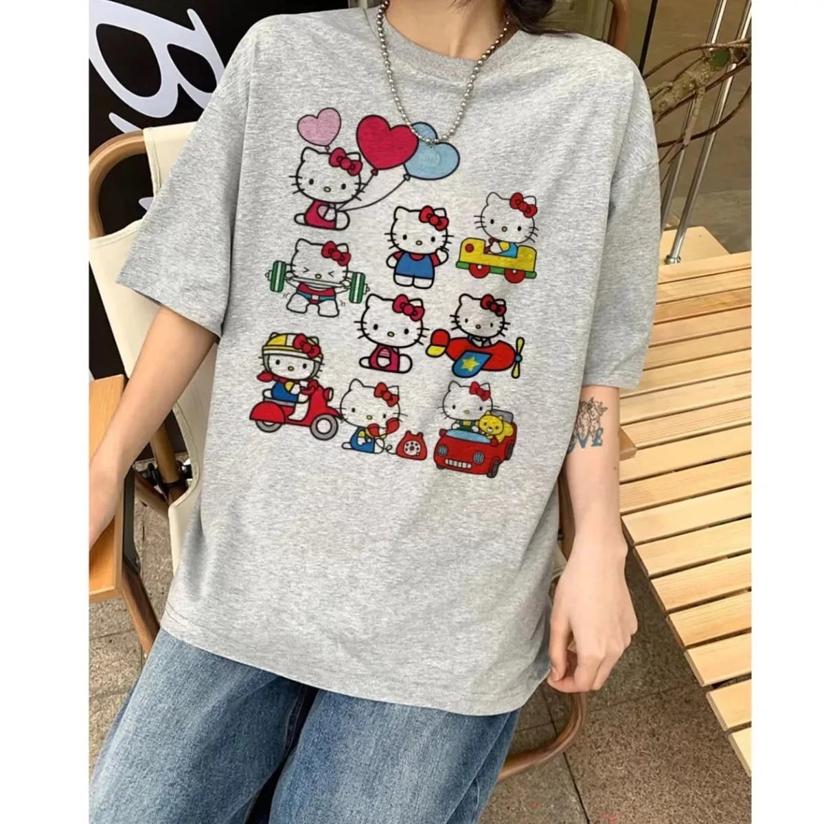 Sanrio Japanese Anime Hello Kitty Clothes Funny Gothic Kuromi TShirt ...