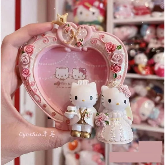 Sanrio KT hello Kitty resin rose photo frame wedding gif handicraft ornament Valentine's Day ...