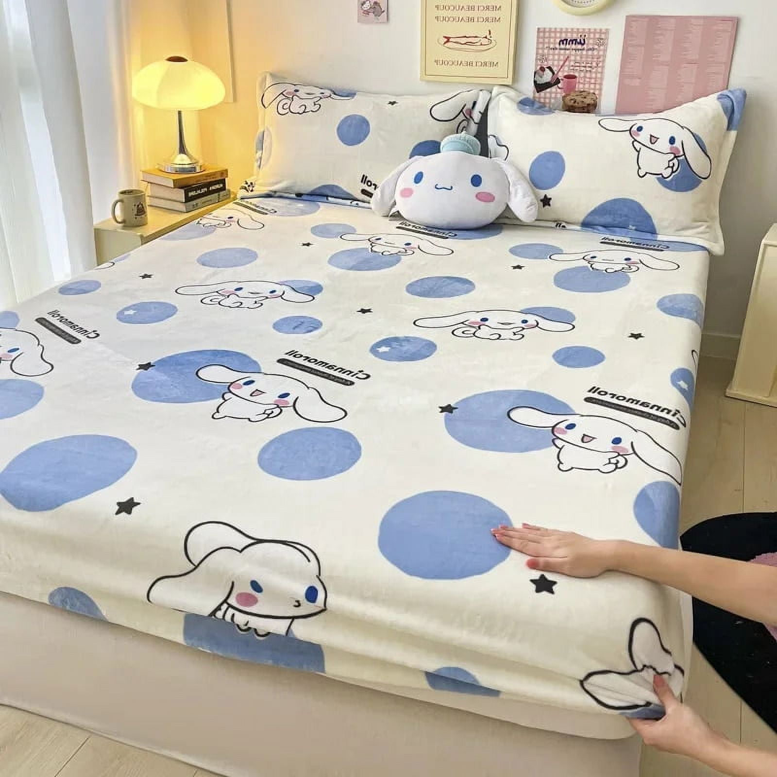Sanrio Kawaii Anime Cute Hello Kitty My Melody Coral Velvet Bed Sheet ...