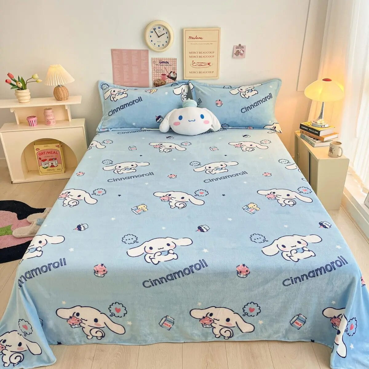 Sanrio Kawaii Anime Hello Kitty Cinnamoroll Autumn Winter Fleece Bed ...