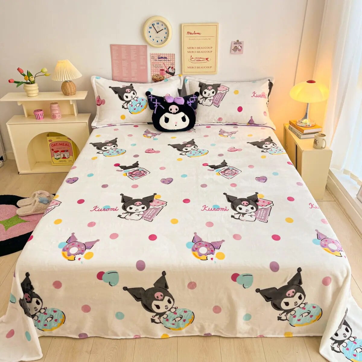 Sanrio Kawaii Anime Hello Kitty Cinnamoroll Autumn Winter Fleece Bed ...