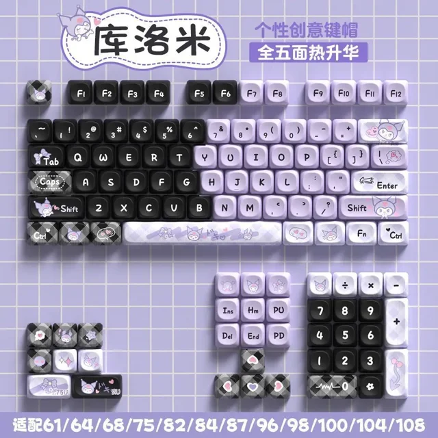 Sanrio Kawaii Cinnamoroll Keycaps Cartoon Style PBT Mechanical Keyboard ...